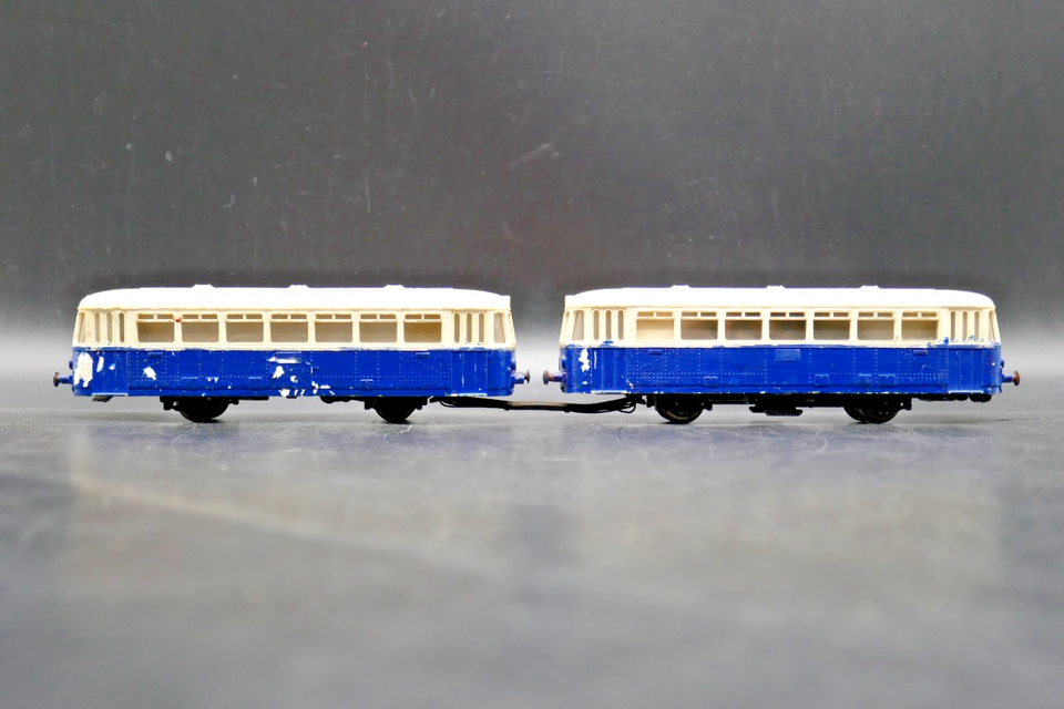 HO Fleischmann Powered & Dummy Pair Railbus Cars Tram Trolley - Runs ...