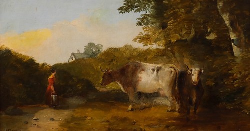 Henry Dawson (1811-1878) - Framed Mid 19th Century Oil, Milkmaid with ...