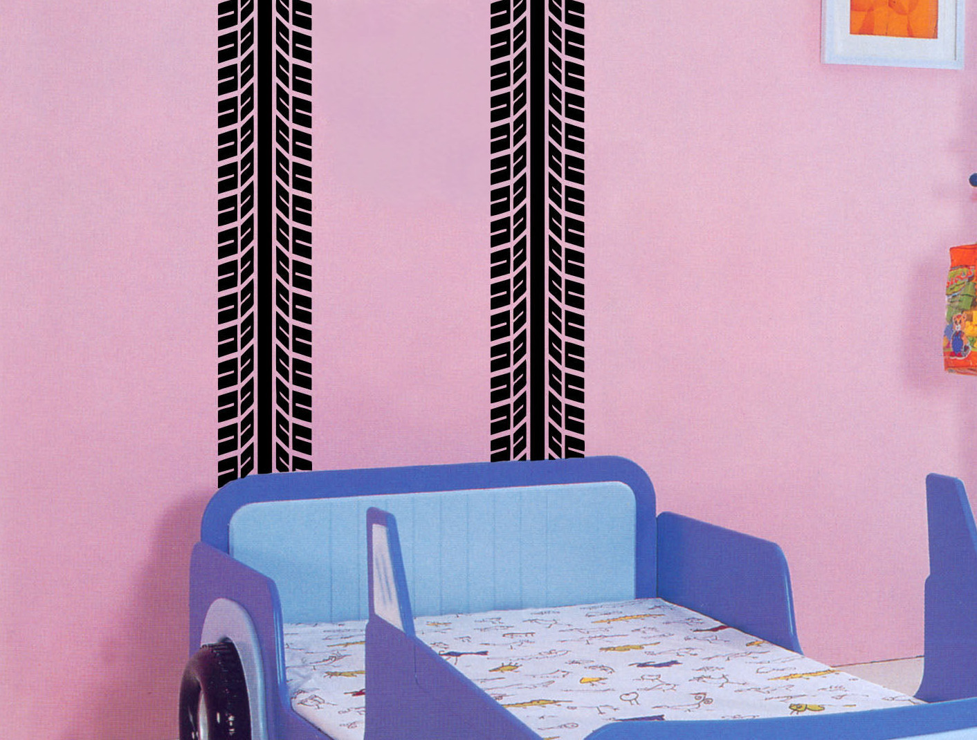 Tire Tracks Wall Decal Road Vinyl Sticker Interior Home Art Kids Decor ...