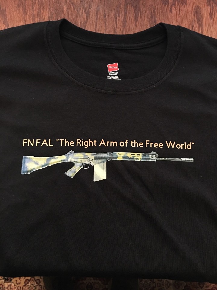 FN FAL T Shirt The Right Arm of the Free World Rhodesian Camo Selous ...