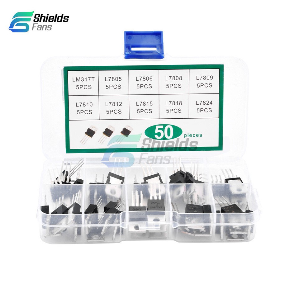 50pcs 10 Values LM317T L7805-L7824 Voltage Regulator Transistor triode ...