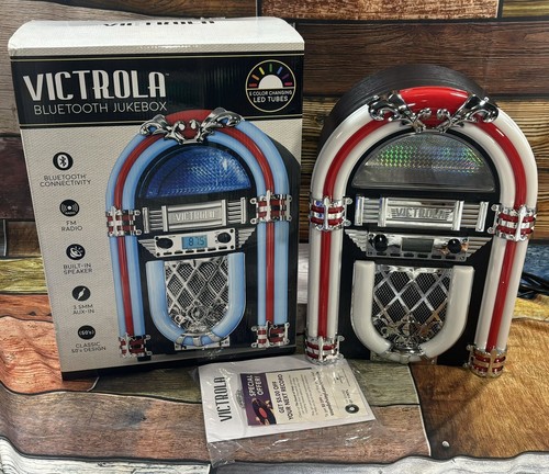 Nostalgic Wood Countertop Jukebox Built-in Bluetooth | Victrola Speaker ...