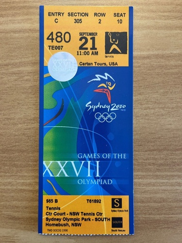 2000 Sydney Olympic Games Ticket Stub - Tennis - 21 SEP | eBay