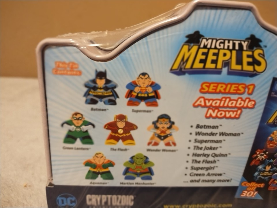 Cryptozoic MIGHTY MEEPLES Hall of Justice Tin Set w/7 DC Figures Sealed ...