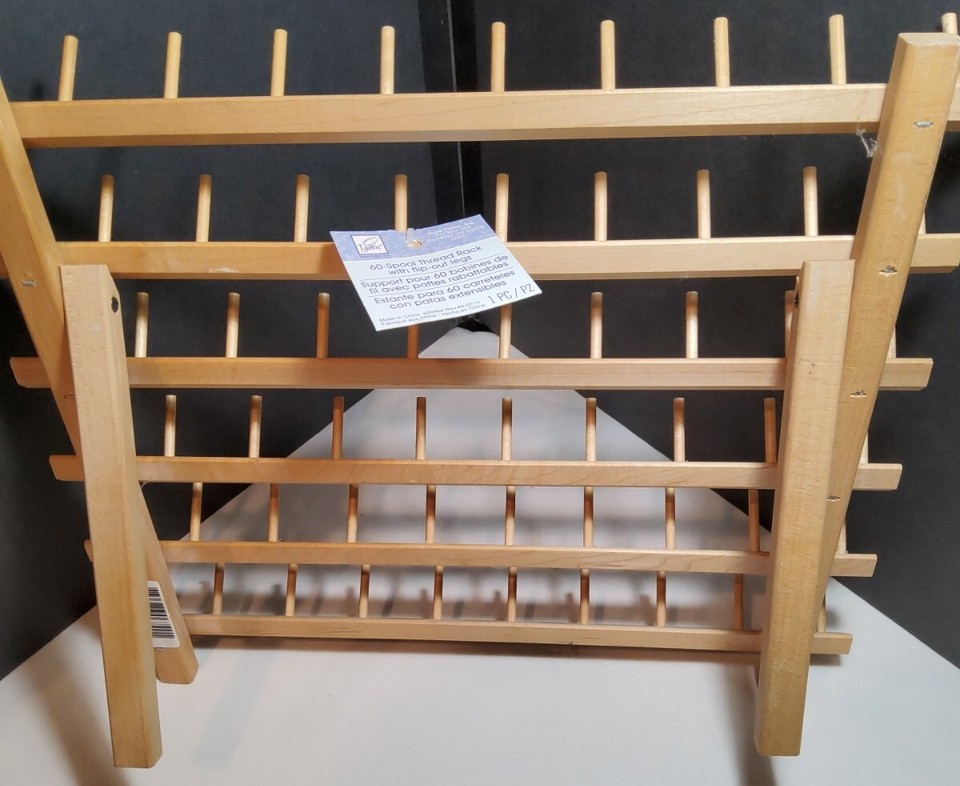 60 Spool Wooden Thread Holder Spool Thread Rack Stand up Wall June ...