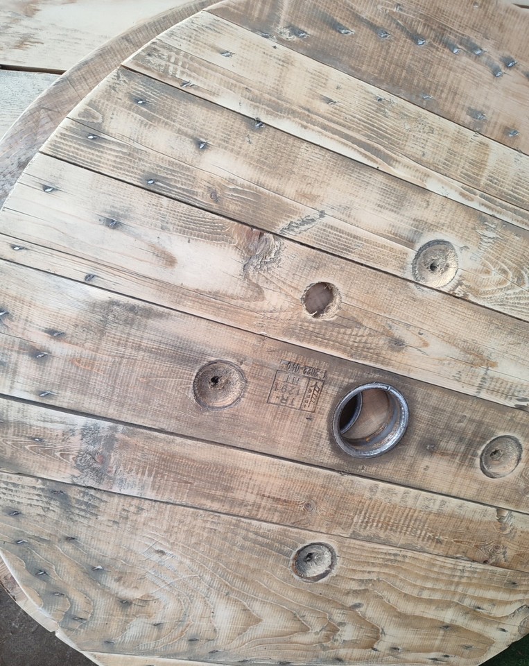 SANDED Ready For Stain (110cm) Rustic Wooden Table Top Cable Reel ...