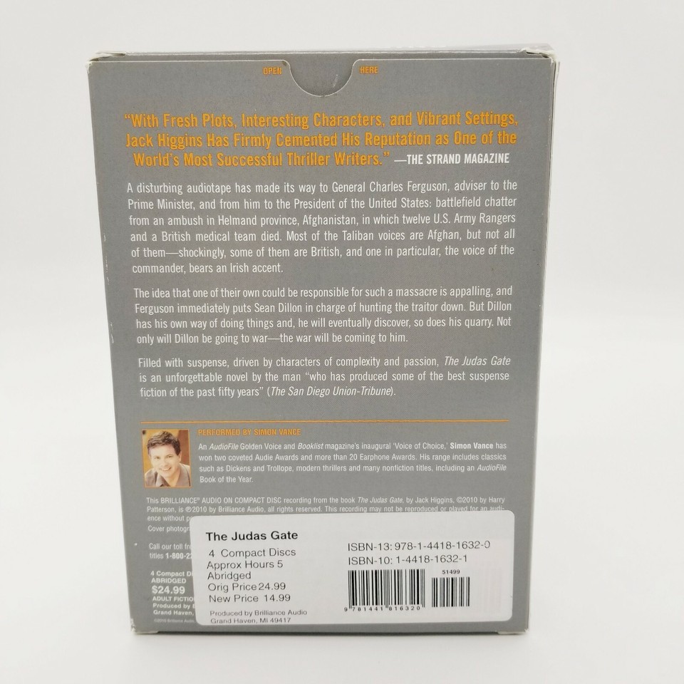 The Judas Gate by Jack Higgins 2011 Compact 4 Disc Set Abridged EUC ...