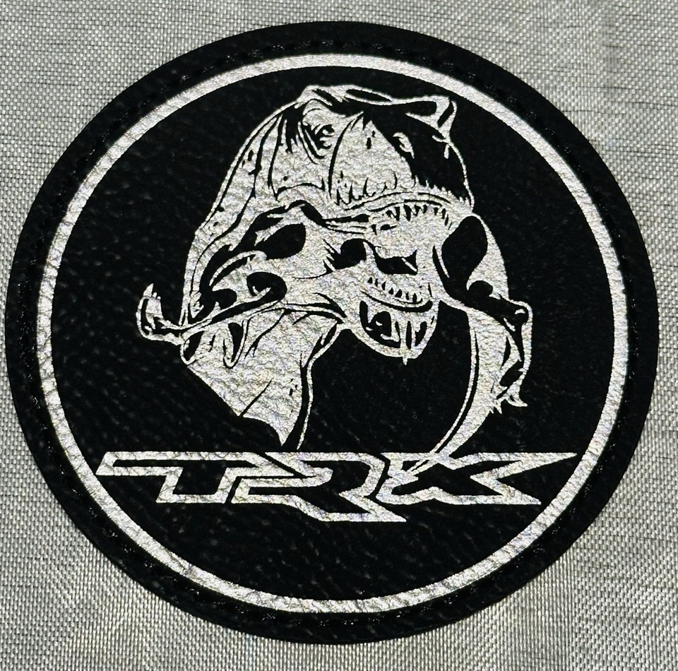 Ram TRX Eating Raptor Black leather Patch Silver Laser Logo Iron on 3 ...