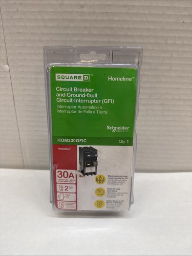 SQUARE D HOM230GFIC CIRCUIT BREAKER 30 AMP 240 VAC 2-POLE GFIC NEW IN ...