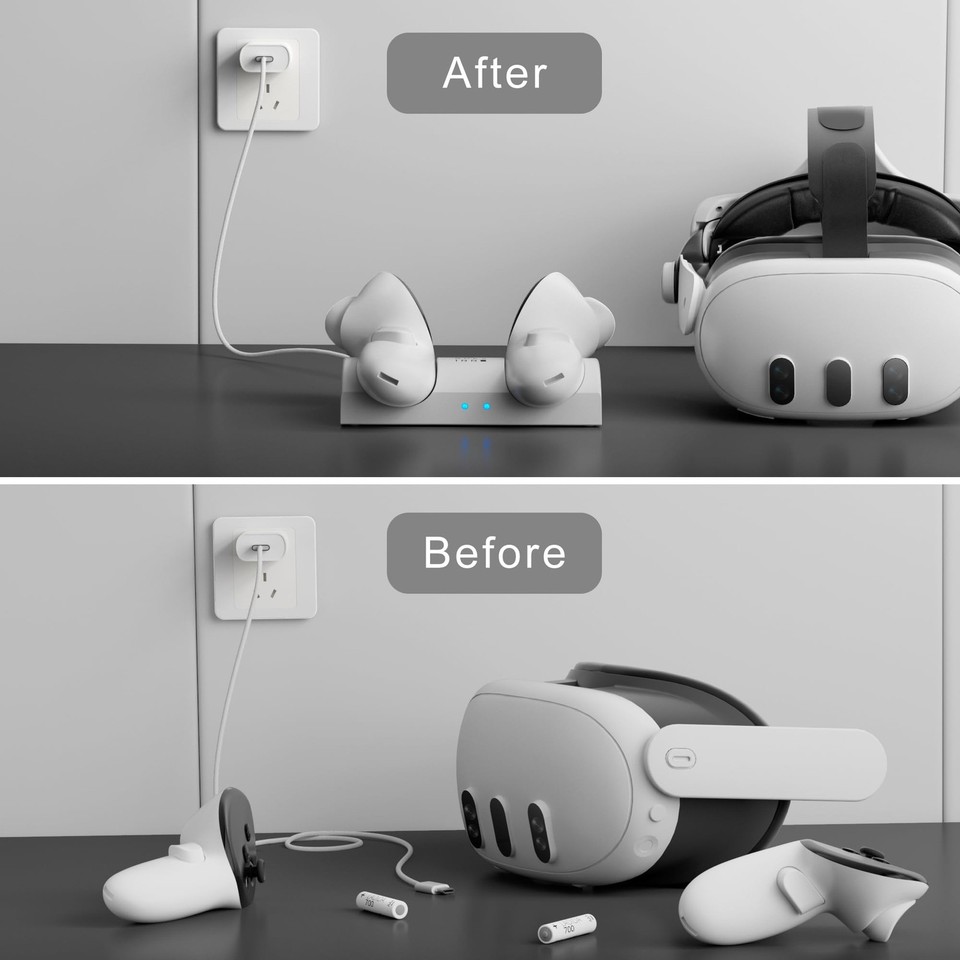 Compact Charging Dock Compatible with Meta Quest 3/3S Controllers ...