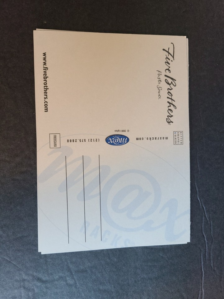 Max Racks~ Advertising Postcard~ Five Brothers~ Pasta Sauce | eBay