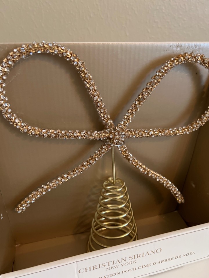 Christian Siriano GOLD Rhinestone BOW Tree Topper CHRISTMAS NEW | eBay