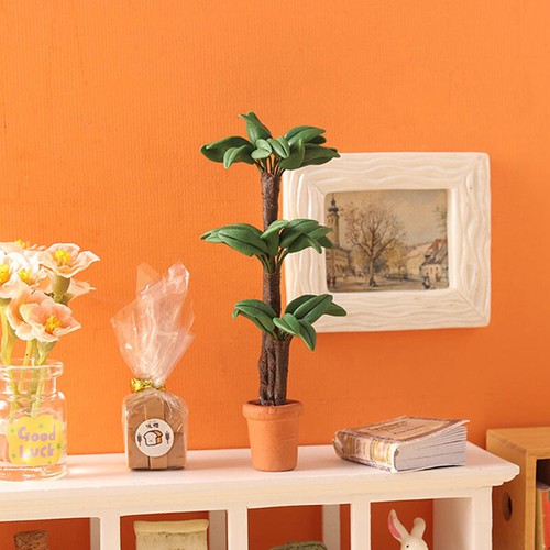 1:12 Dollhouse Miniature Potted Plant Fortune Tree Pot Bonsai Garden ...