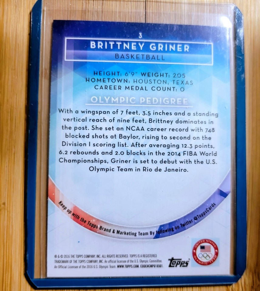 BRITTNEY GRINER ROOKIE CARD Topps TEAM USA Basketball RED #3 | eBay UK
