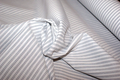 Hamptons Style Stripe Cotton Fabric, White, Charcoal, 142cm Wide, Per ...