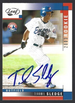Terrmel Sledge 2003 Leaf Baseball IP autograph signed #300 card | eBay