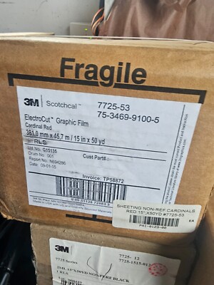 NEW 3M ElectroCut Graphic Film Roll 7725-53 Cardinal Red 15 in x 50 yd ...