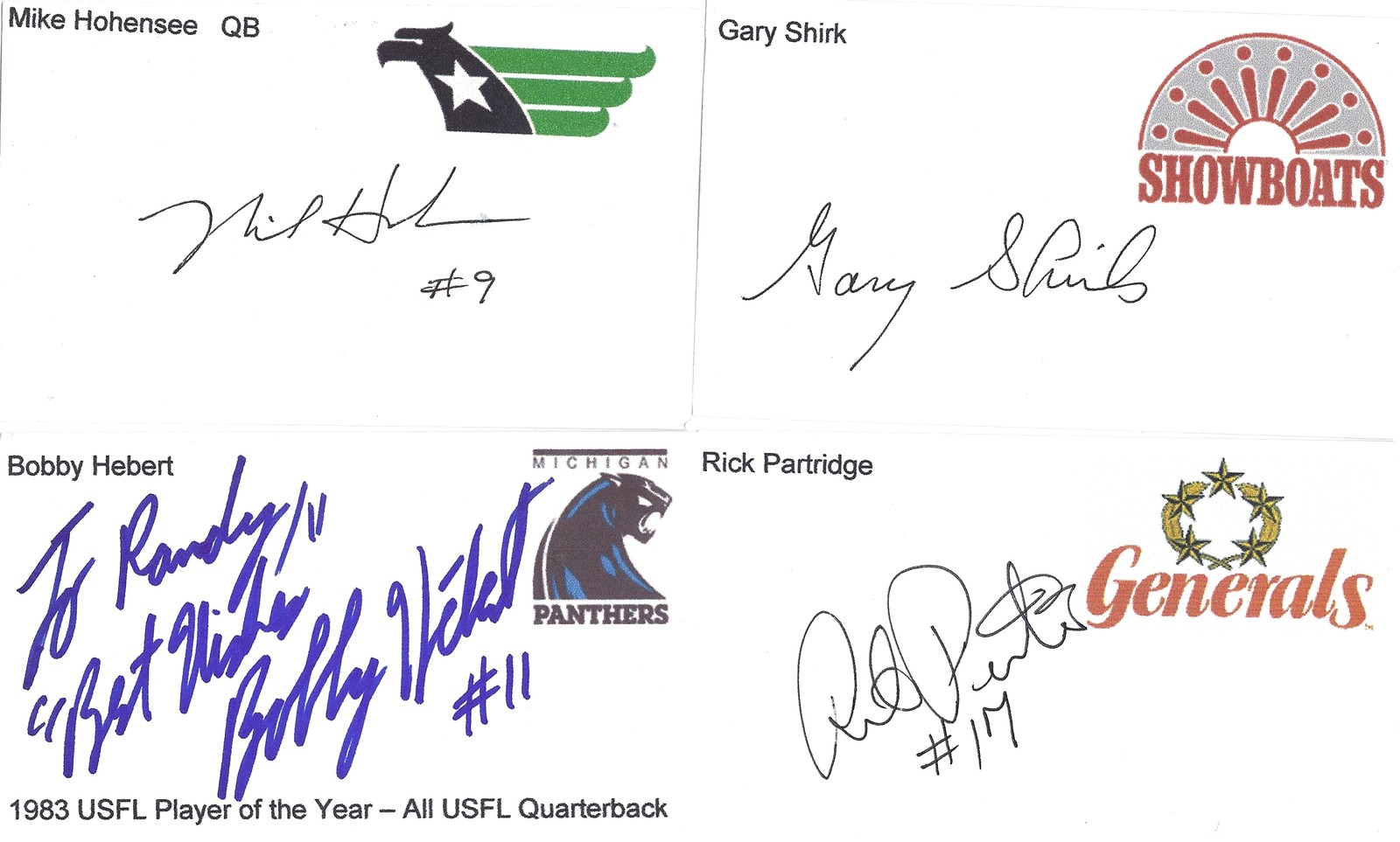 1983 Mike Hohensee Signed Autographed Football Card Washington USFL ...