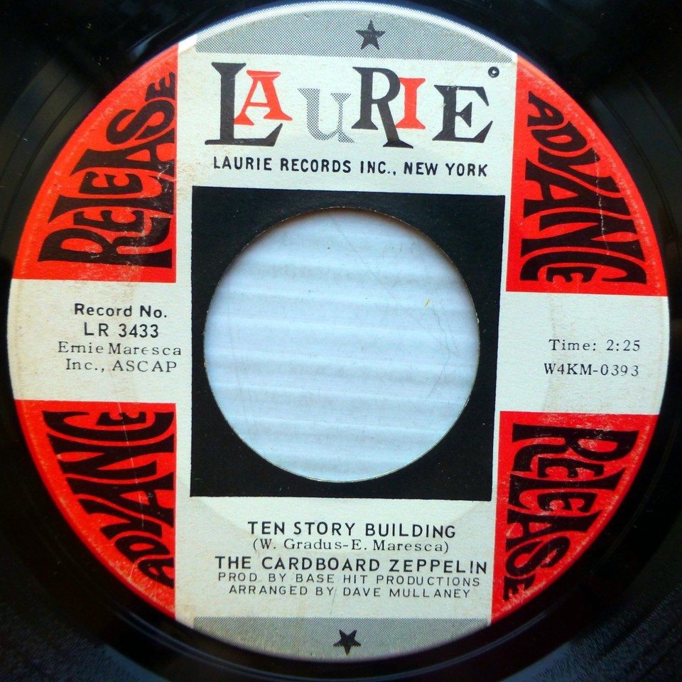 CARDBOARD ZEPPELIN vg+ Sunshine Pop PROMO Laurie 45 CITY LIGHTS TEN ...