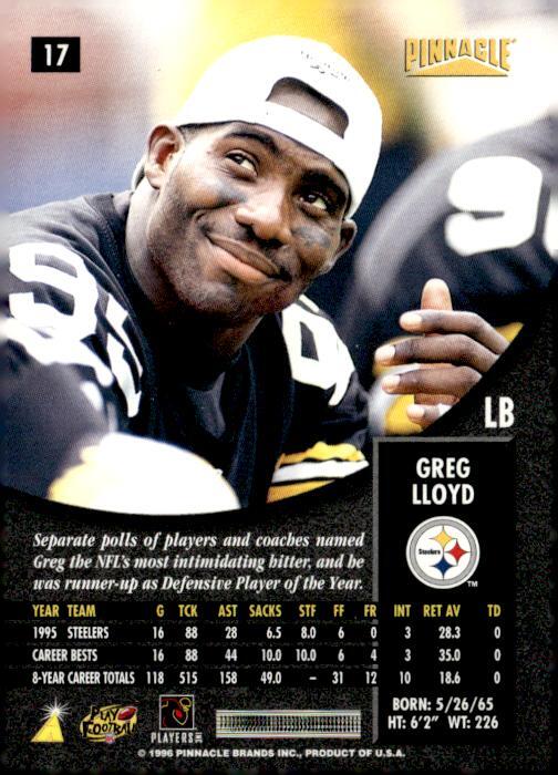 1996 Pinnacle #17 Greg Lloyd | eBay