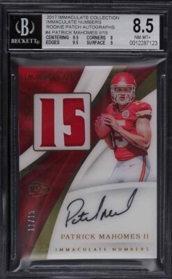 2017 Panini Immaculate PATRICK MAHOMES Numbers Rookie Patch Auto /15 ...