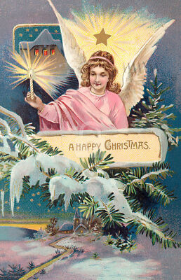 Pink cloaked Christmas Angel with Candle | eBay