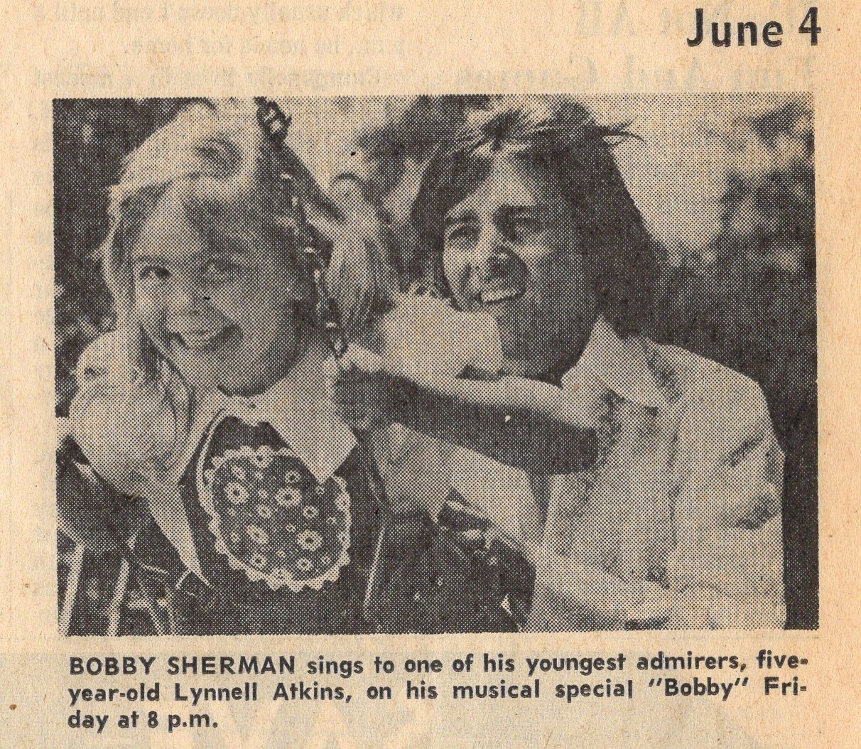 1971 TV AD BOBBY SHERMAN & 5 YEAR OLD LYNNELL ATKINS on his MUSICAL ...