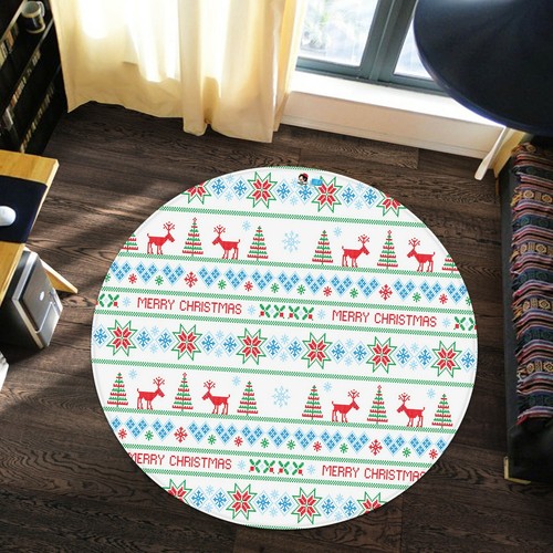 3D Snowflake Elk Tree Room Round G151 Christmas Mat Elegant Photo ...