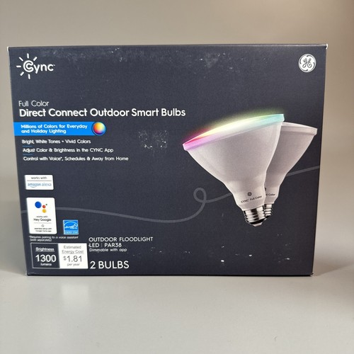 GE CYNC Full Color Direct Connect Outdoor Par38 Smart Bulbs 2 Pack, NEW ...