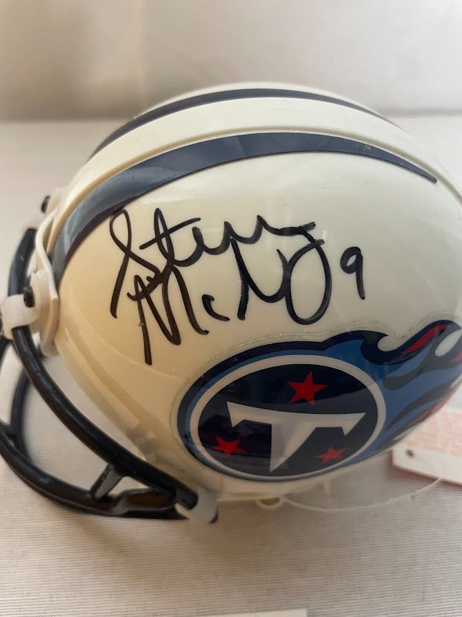 Steve McNair signed autographed Tennessee Titans mini helmet JSA # ...
