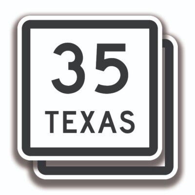 TEXAS STATE HIGHWAY 35 DECALS 2 Stickers Road Sign Marker Bogo Car ...
