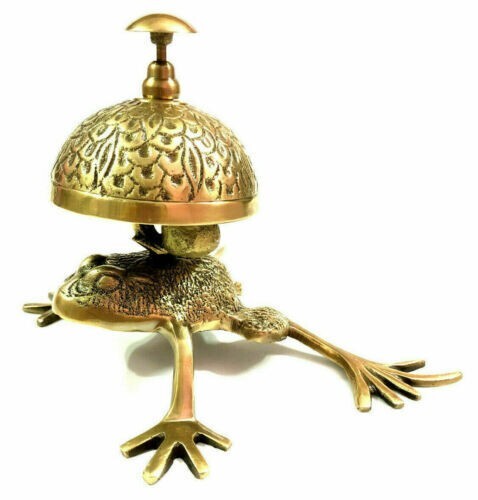 Big Antique Brass Frog Ornate Desk Bell/Table Calling Service Bell ...