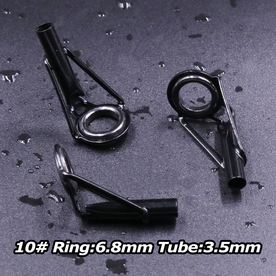 Black Fishing Rod Tip Guides Stainless Steel Ceramic Ring 1.8mm~8mm ...