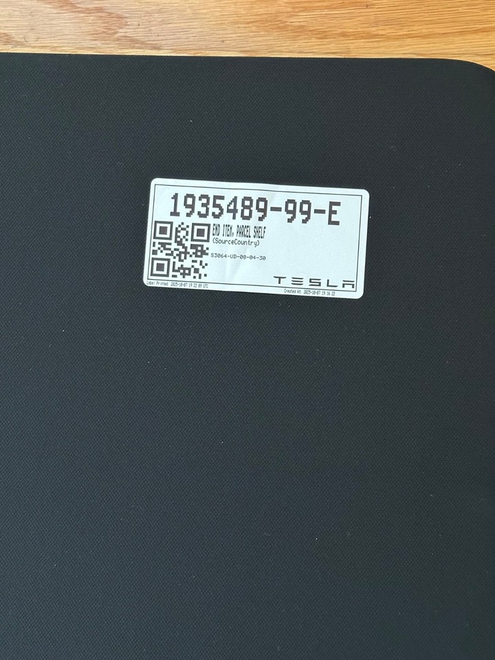 2025-26 Tesla Model Y Juniper Rear Trunk Parcel Shelf Panel OEM 1935489 ...