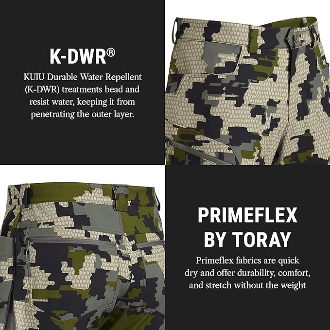 KUIU Guide Pro Pants Verde Camo Soft Shell Hunting Cold Weather Size 30 ...
