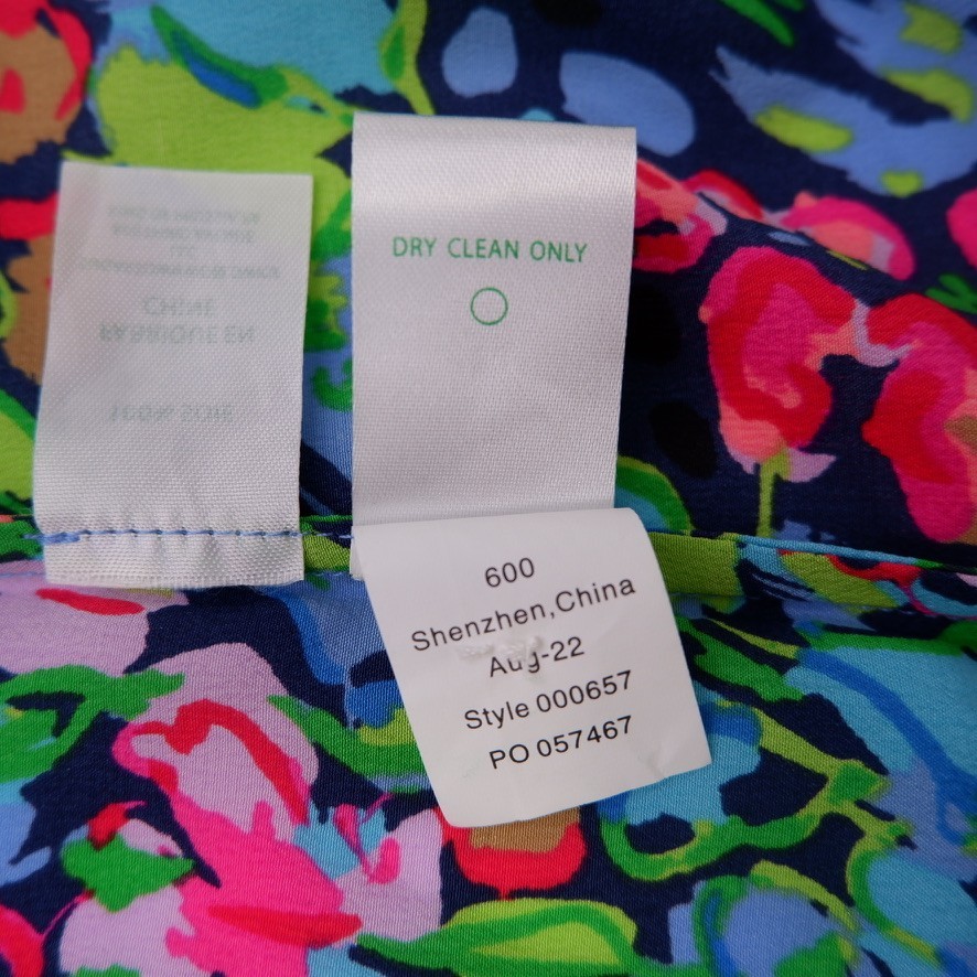 Lilly Pulitzer Blouse Women Large Elsa Festive Fantasy Floral Silk ...