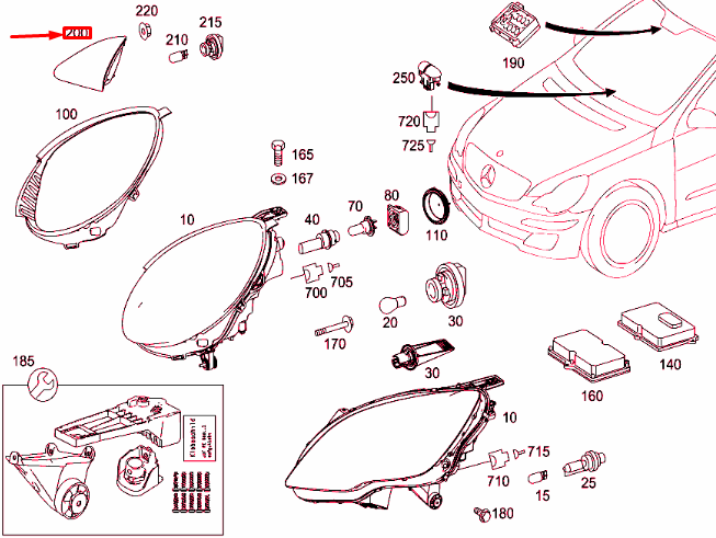 MB R W251 Front Position Lamp Set A2518201056 A2518200956 NEW | eBay