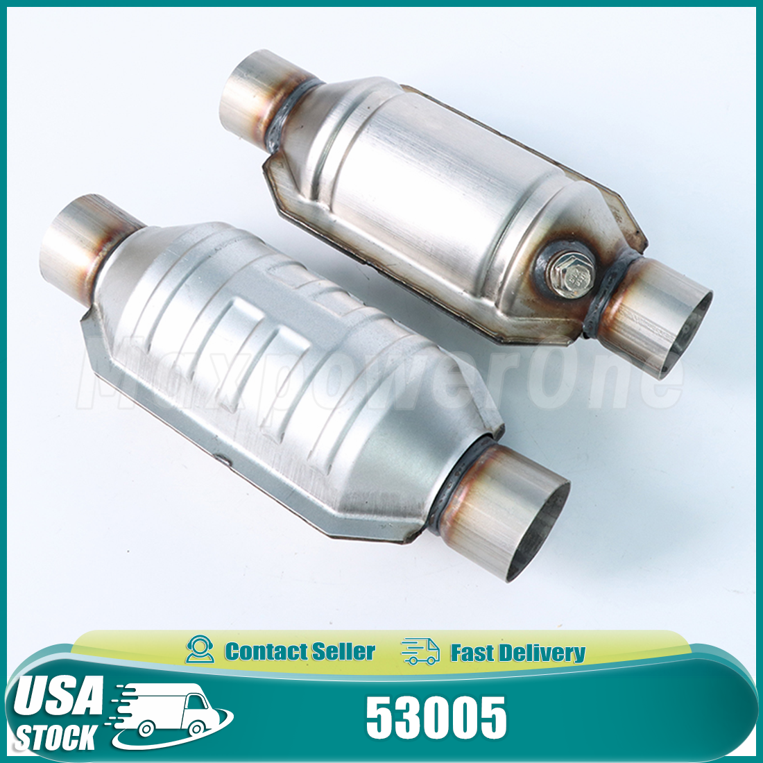 2PCS 2.25" Inlet/Outlet Universal High-Flow Weld-On Catalytic Converter ...