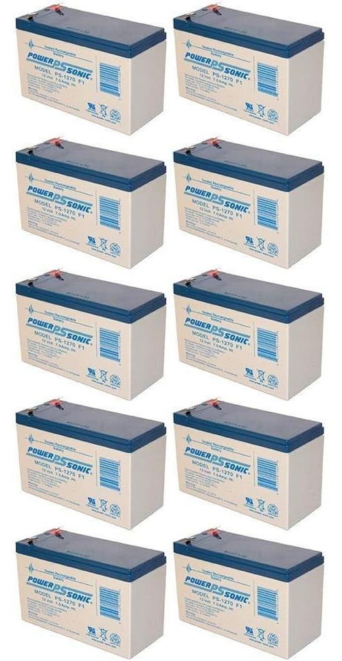 Power-Sonic PS-1270F1 12V 7Ah F1 AGM Rechargeable Batteries - 10 Pack ...