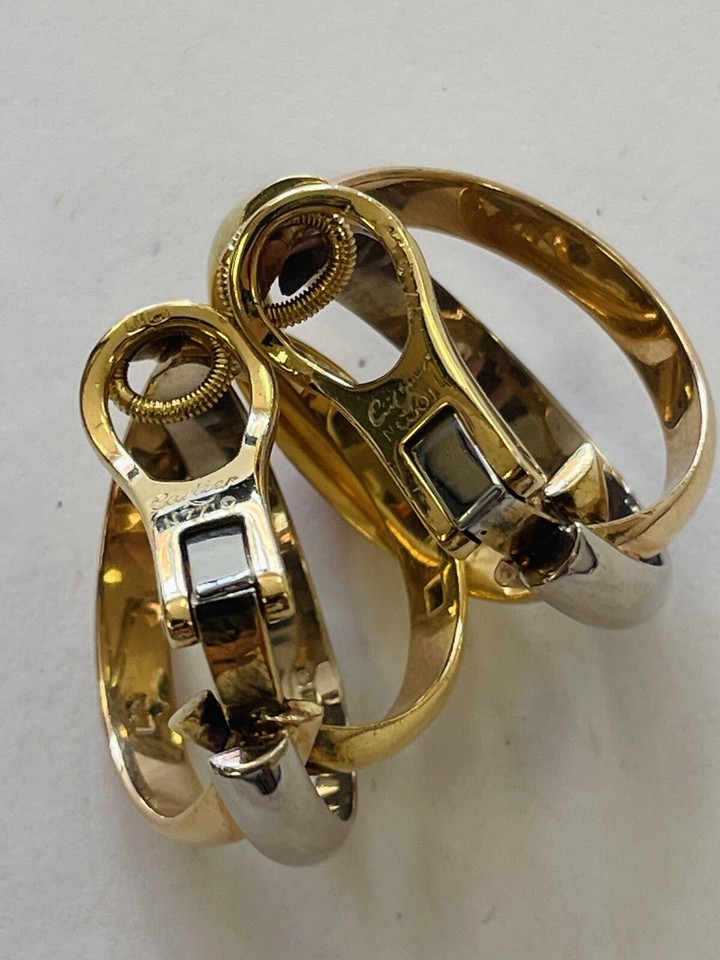 Authentic Cartier 18k Tri-Color Gold Large Size Trinity Swirl Hoop ...