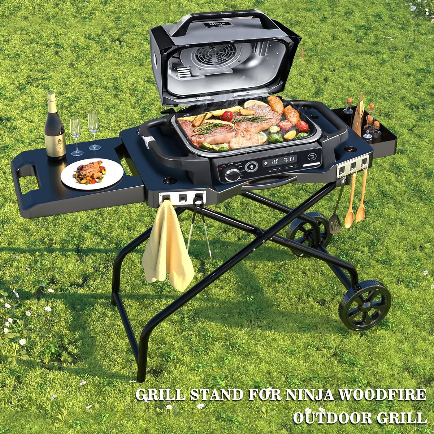 Outdoor Grill Stand Grill Cart for Ninja OG701, Blackstone 17 inch and ...