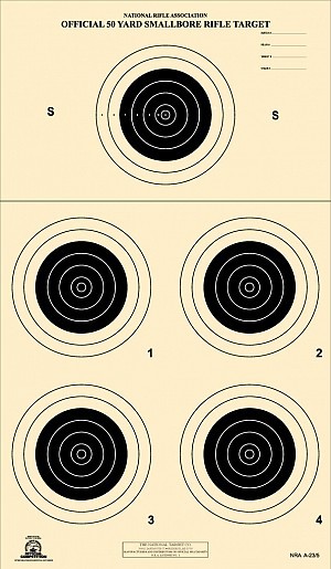 A-23/5 [A23/5] NRA Official 50 Yard Smallbore Rifle Target, on Tagboard ...