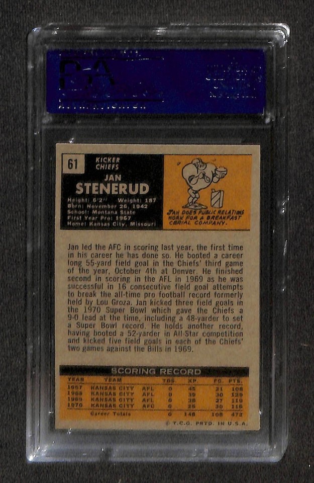 1971 Topps #61 JAN STENERUD PSA 7 NM 16710059 | eBay