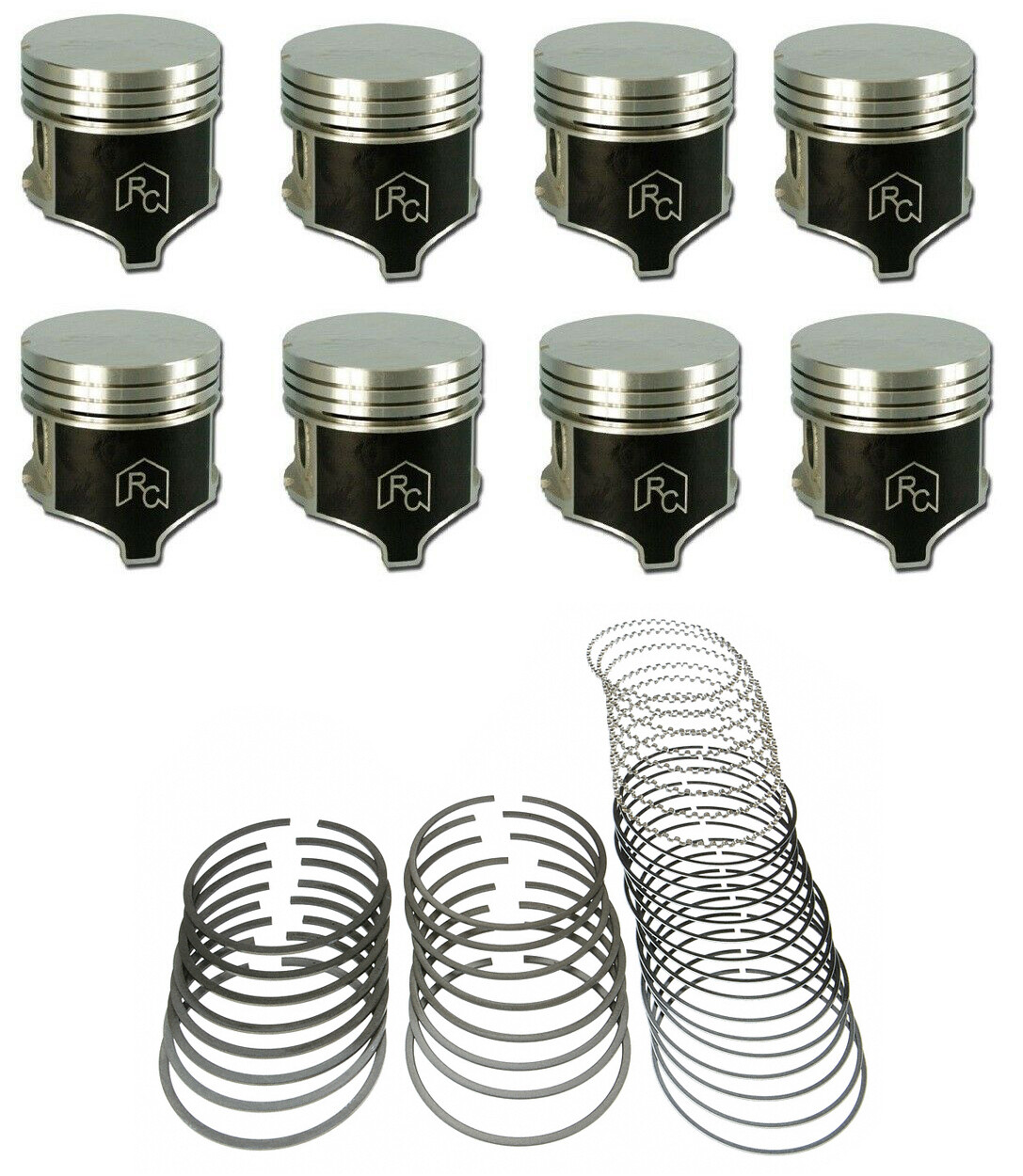 PISTONS Flat Top Set/8+CAST Rings for 1959-1965 Chrysler Dodge Plymouth ...