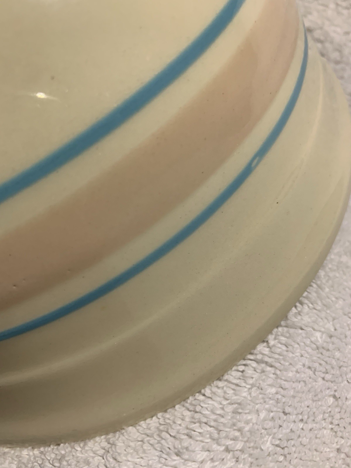 Vintage McCoy 8" Oven Proof Mixing Bowl Pink Blue Stripes USA Stoneware ...