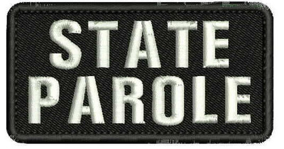 State parole embroidery patch 2x4 hook on back white | eBay