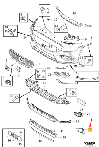 VOLVO V60 MK2 Front Bumper Right Grille 31455563 NEW GENUINE | eBay.de