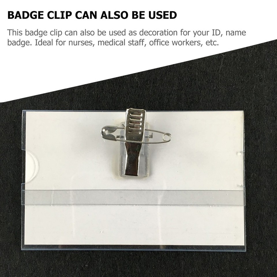 50Pcs Portable Badge Holders Reusable ID Card Holders Metal Badge ...