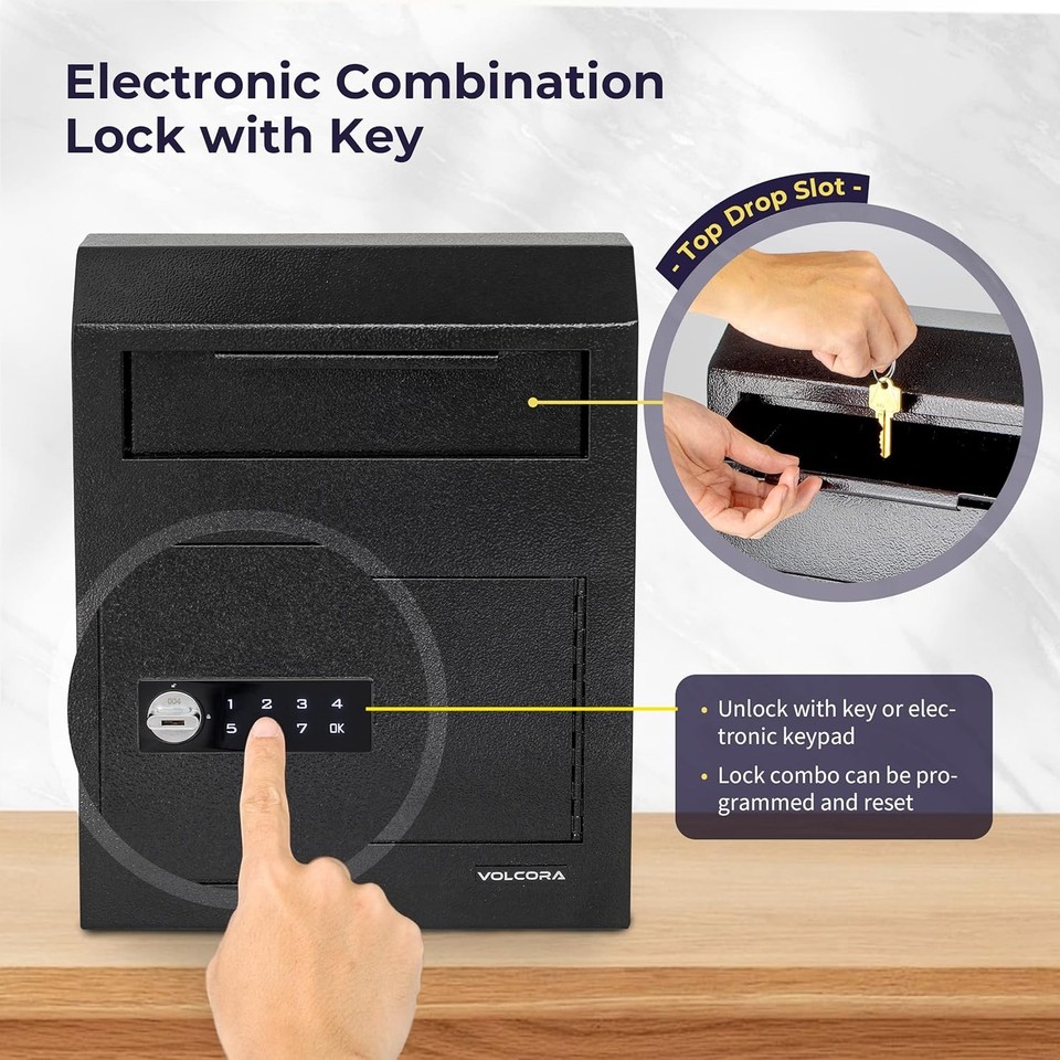 Lockable key drop box, drop-slot safe with keypad | eBay