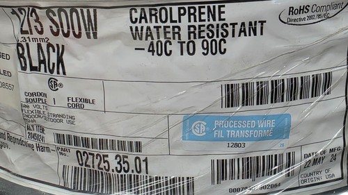 Carol 02725 12/3C Carolprene SOOW 600V 90C Portable Power Cable Cord ...